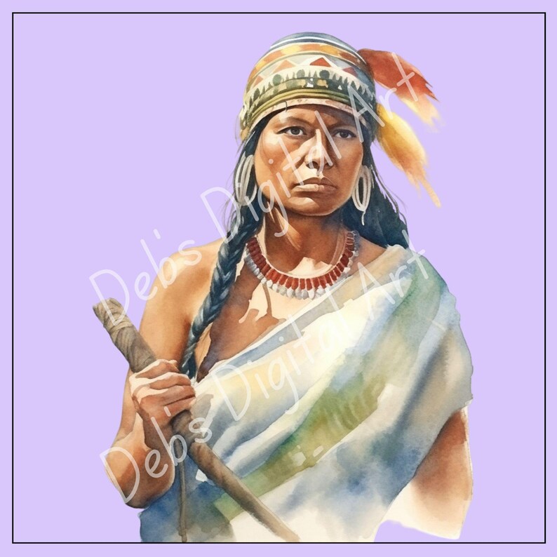 Pre-columbian Women, Indigenous Watercolor Woman Clipart: (4 PNG ...