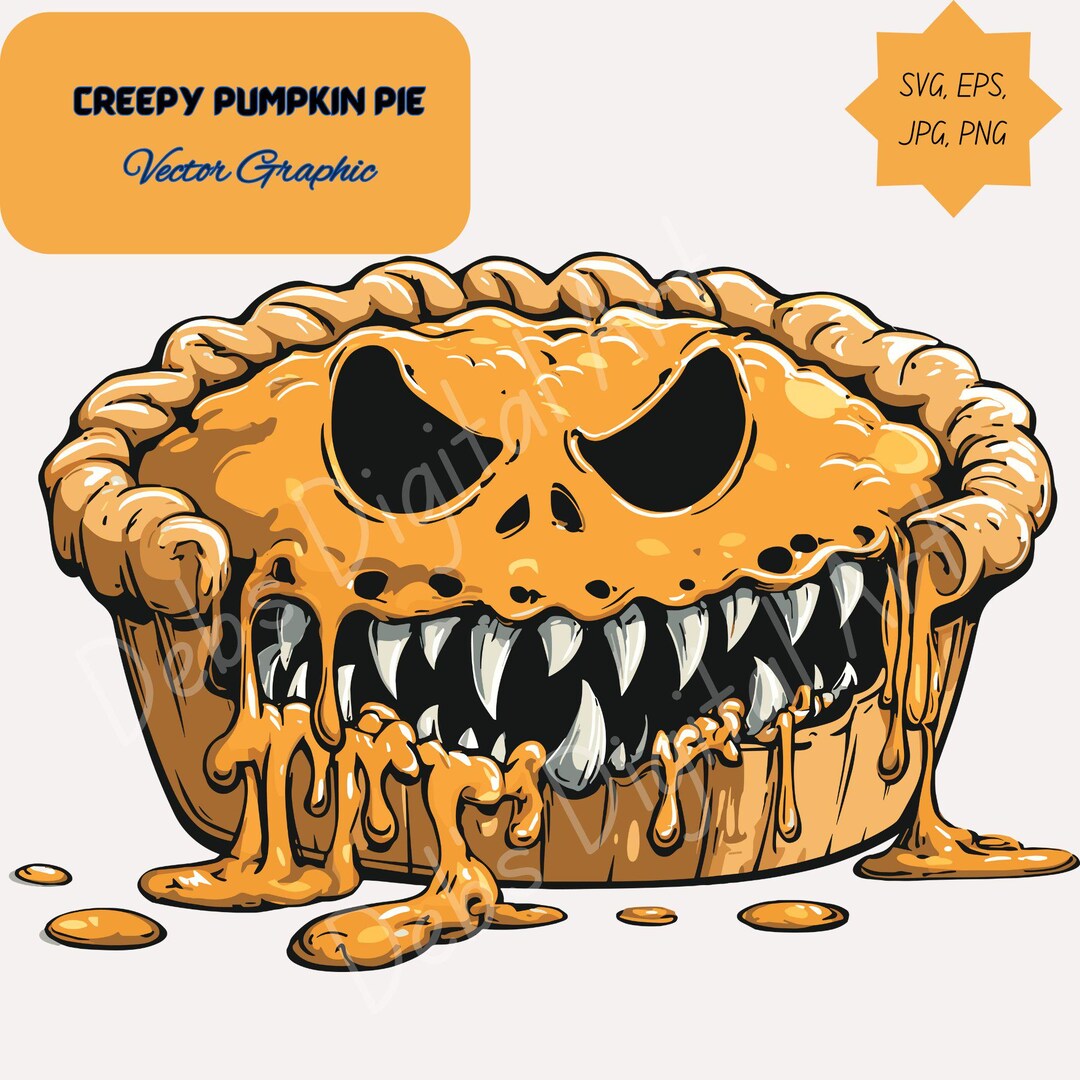 Creepy Scary Gross Pumpkin Pie With Menacing Teeth (clipart): (svg Png ...