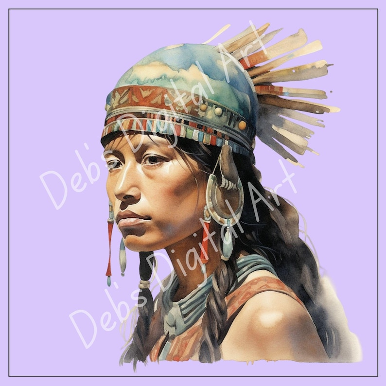 Pre-columbian Women, Indigenous Watercolor Woman Clipart: (4 PNG ...
