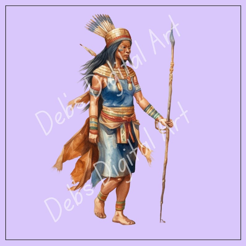 Pre-columbian Women, Indigenous Watercolor Woman Clipart: (4 PNG ...