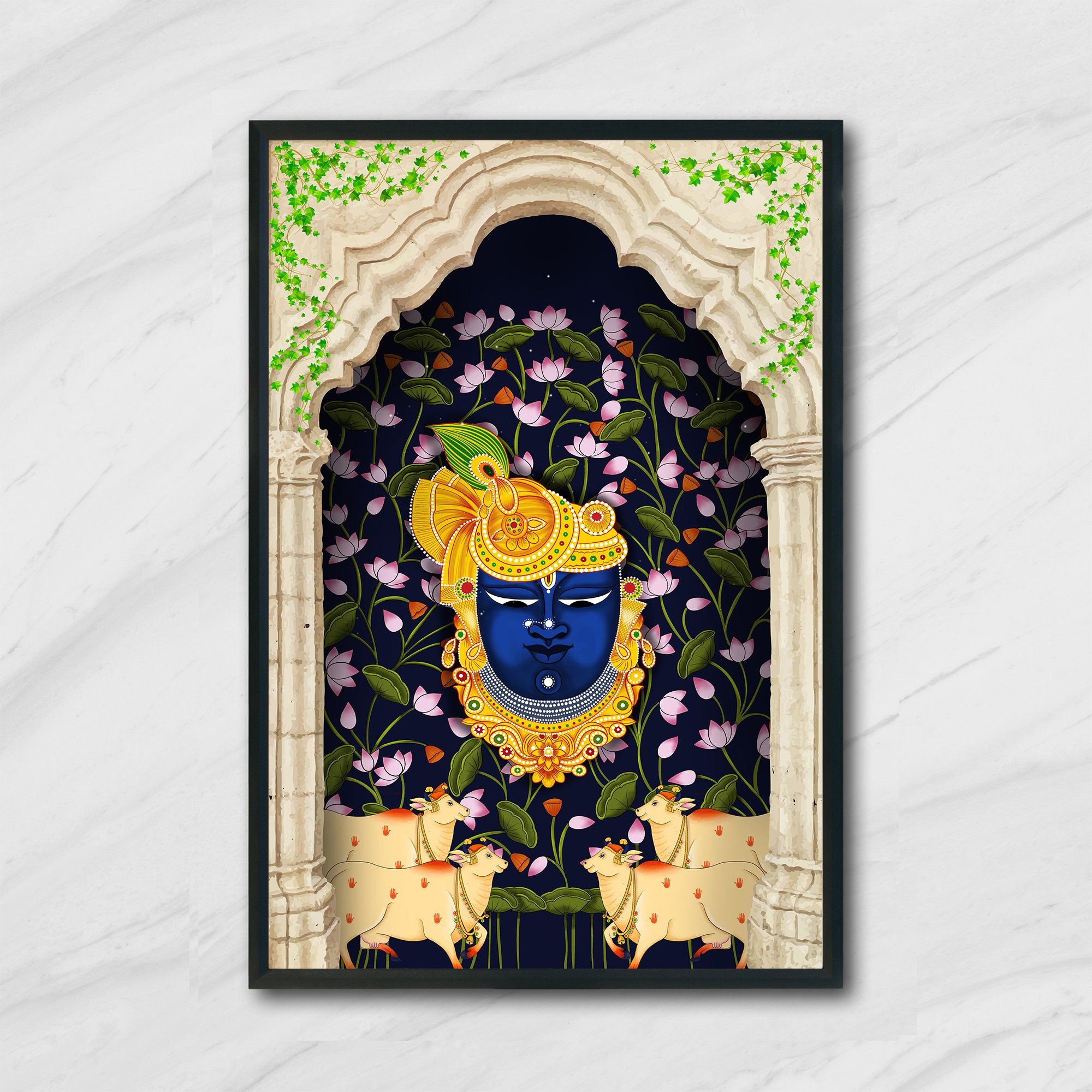 Buy Shreenath Ji, Kamal Talai, Cow Prints, Nathdwara, Pichwai Print ...