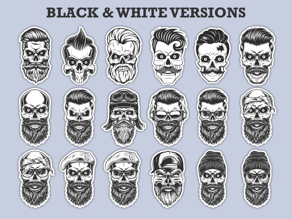 Set of Vector Skulls | 18 Designs | SVG EPS DXF Cut File Design ...