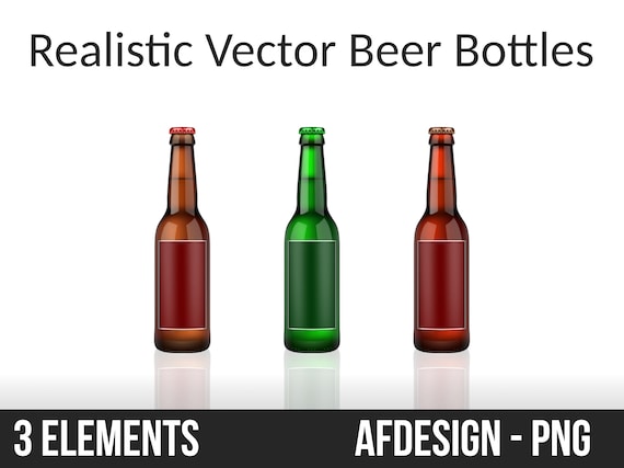 Realistic Vector Beer Bottles Vector Art | Etsy