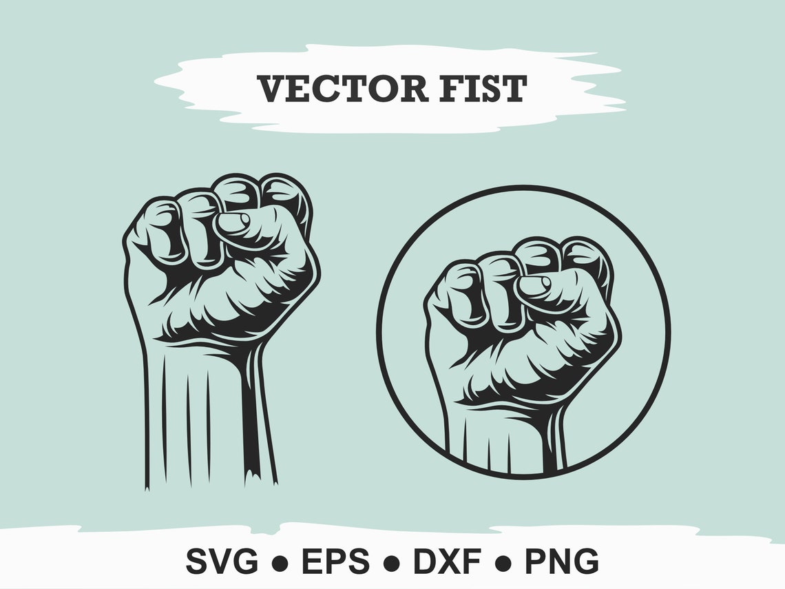 Fist Silhouette Vector Pack, SVG EPS DXF Cut File Design, Digital File ...