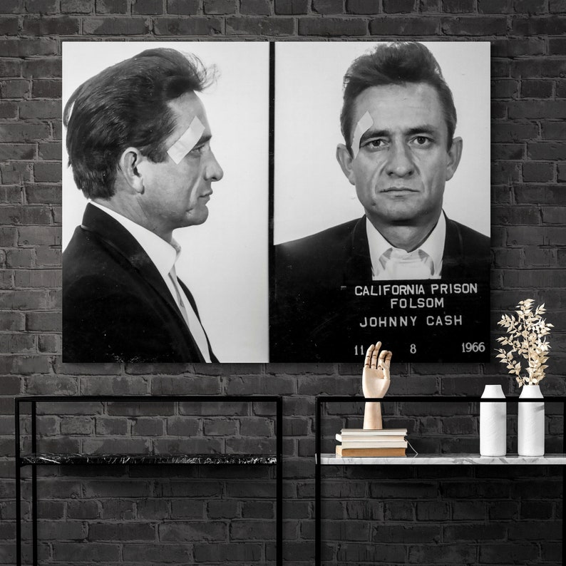 Johnny Cash Police Mugshot Wrapped Frame Canvas Rolled - Etsy