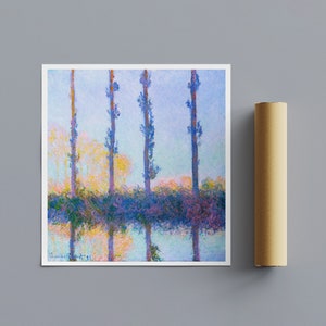 The Four Trees - Wall Art by Claude Monet 1891 - Wrapped Framed Canvas ...