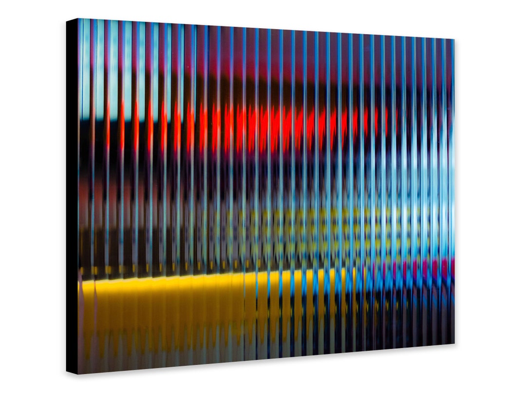 Abstract - Yellow Blue Red Lines Modern - Wrapped Frame Canvas - Rolled ...