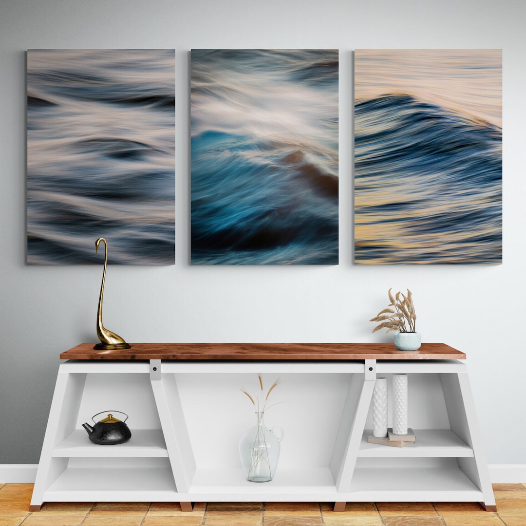 Moving Waves - Ocean Wall Art - Modern Art - Bathroom Prints - Set of 3 ...