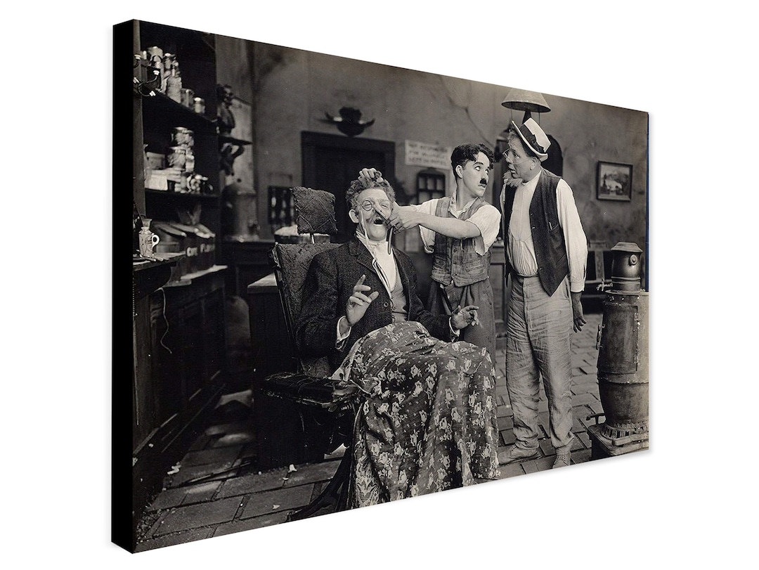 Charlie Chaplin Barbers - Movie Wall Art - Wrapped Framed Canvas ...