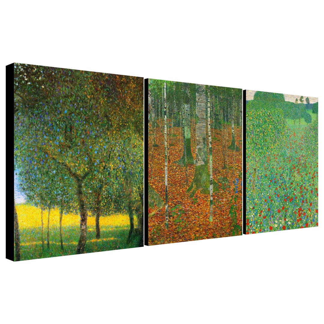 Gustav Klimpt Art - Set of 3 Detailed Prints - Wrapped Framed Canvas ...