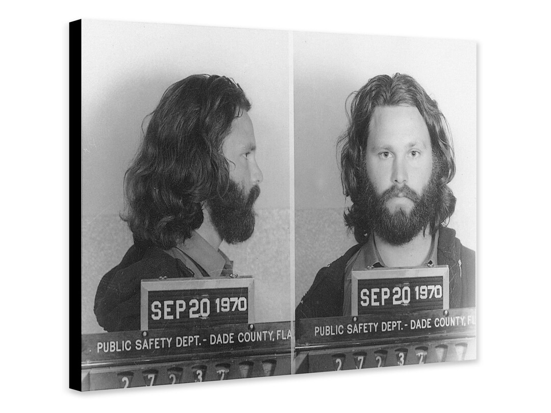 Jim Morrison Police Mugshot - Wrapped Frame Canvas - Rolled Canvas ...
