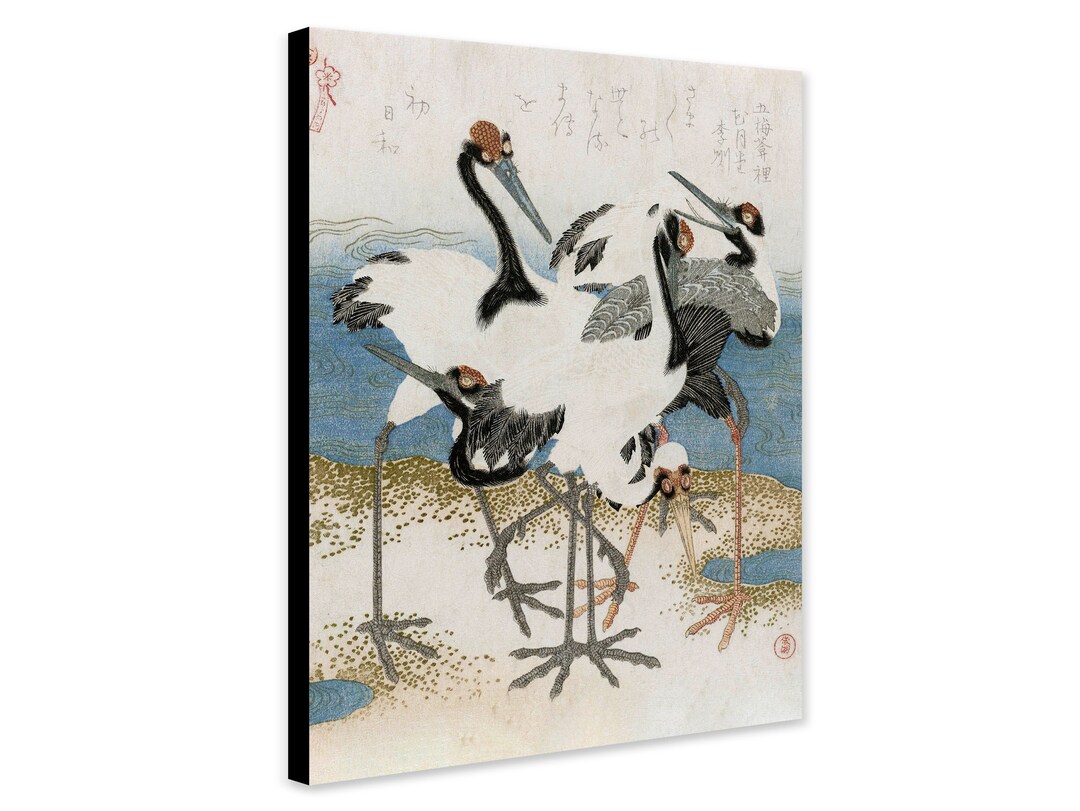Five Cranes - Vintage Japanese Wall Art by Kubota Shunman - Wrapped ...