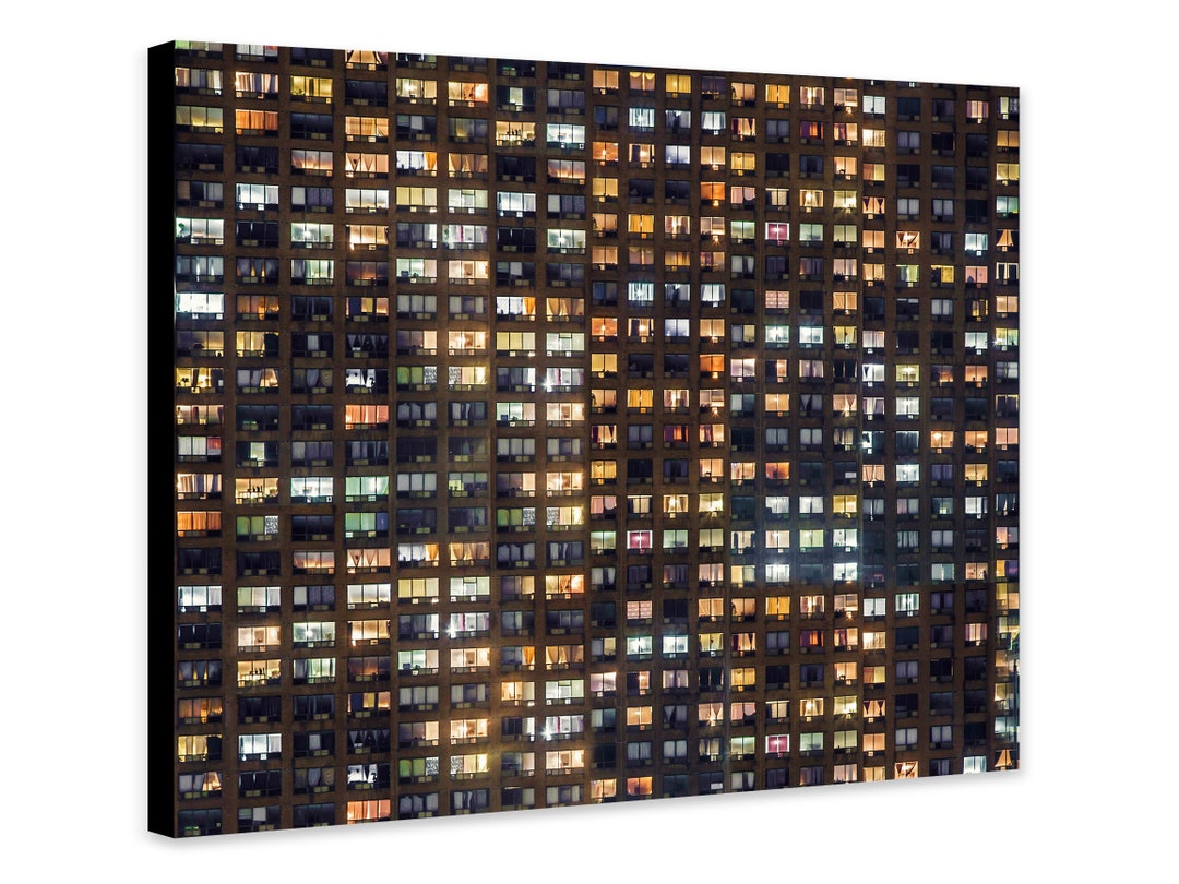 High Rise Building Window Front - Abstract - Wrapped Framed Canvas ...