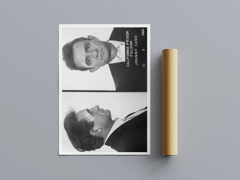 Johnny Cash Police Mugshot Wrapped Frame Canvas Rolled - Etsy