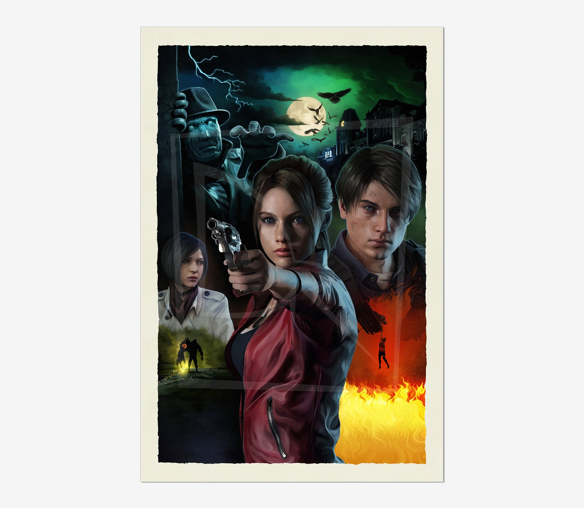 RESIDENT EVIL 2 REMAKE Game Poster | Game Art | Horror Game No Frame