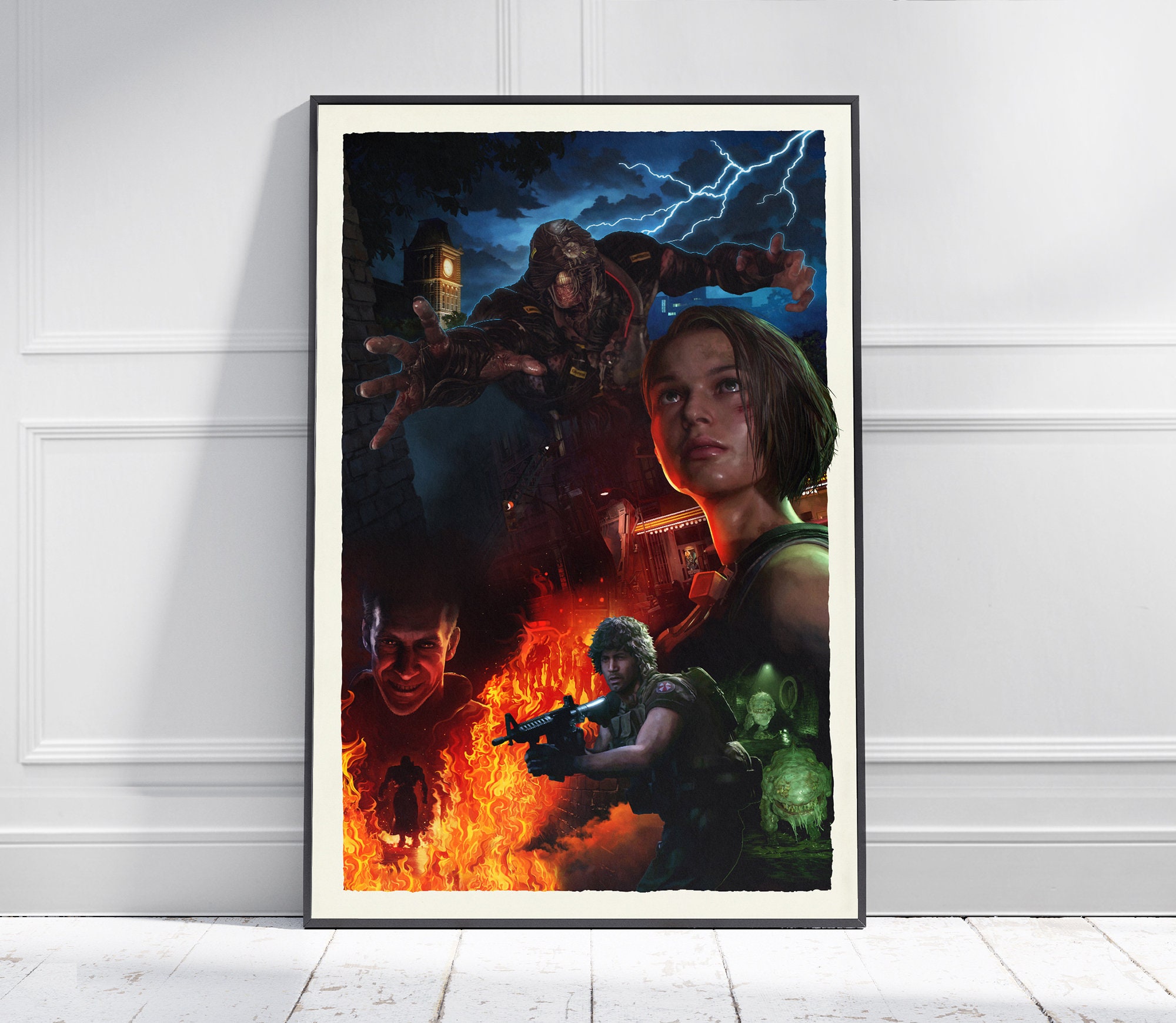 RESIDENT EVIL 3 REMAKE Game Poster | Game Art | Horror Game No Frame