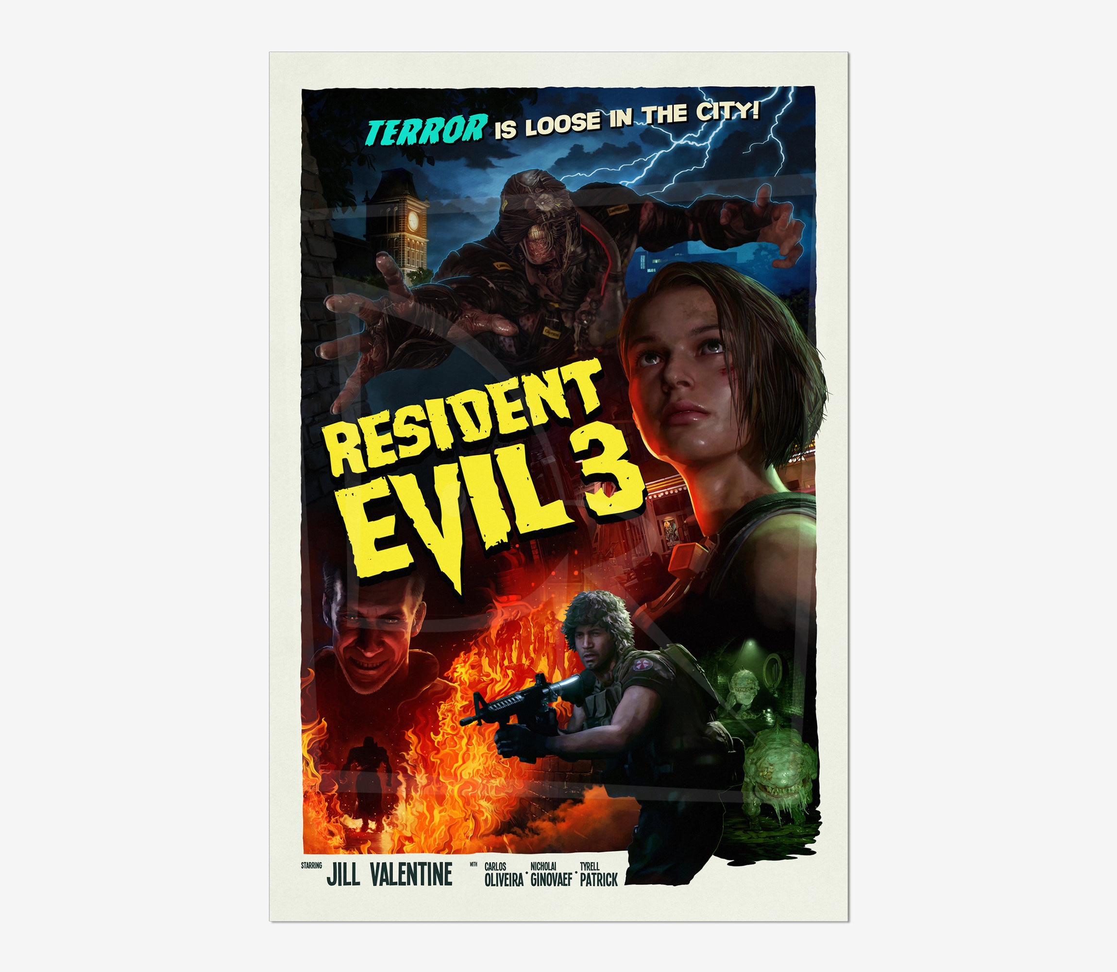 RESIDENT EVIL 3 REMAKE Game Poster | Game Art | Horror Game No Frame