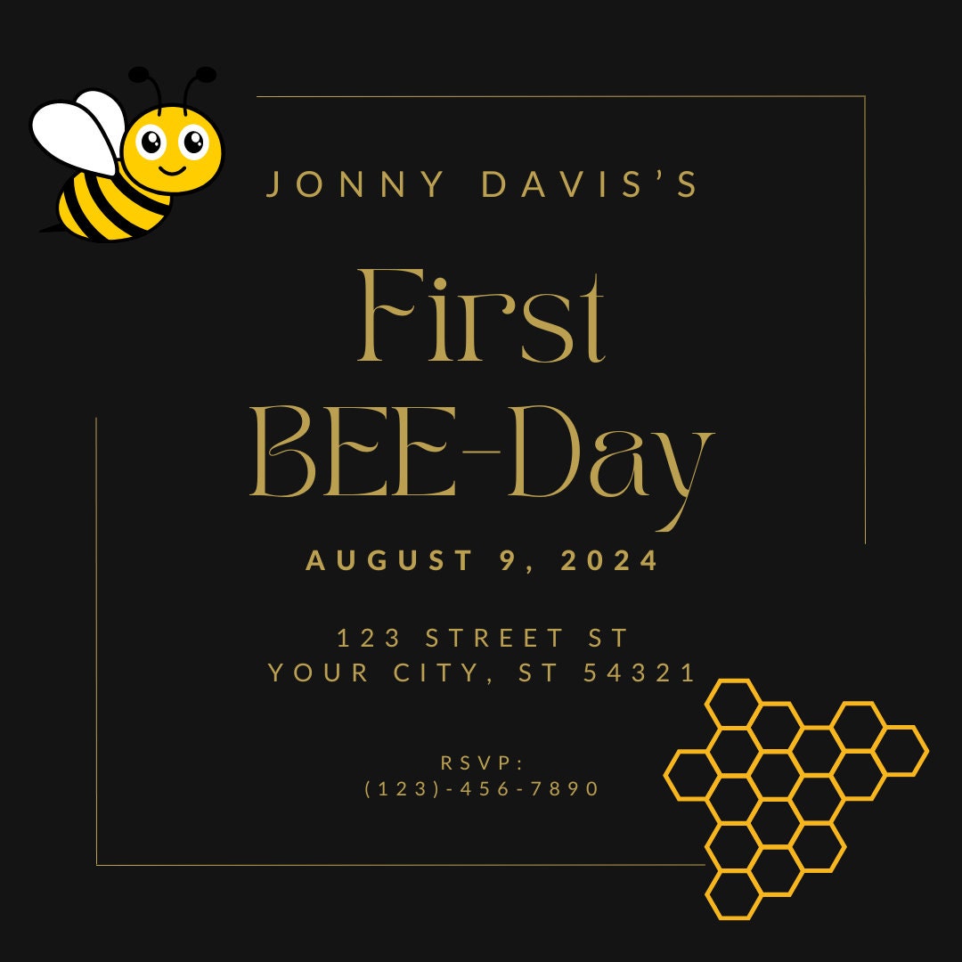 First Bee-day Invitation - Etsy