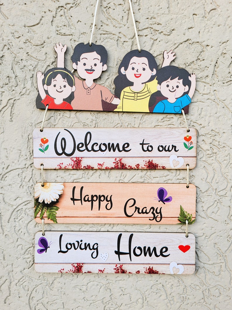 Beautiful Wooden Family Welcome Sign Wall Hanging Board/ Decorative ...