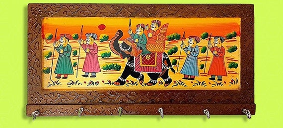 Handmade Rajasthani Wooden Key Holder/ Key Hanger 6 Keys - Etsy