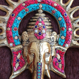 Lord Ganesh Inside Sun Face With Chip Stone Work Wall and Door Hanging ...