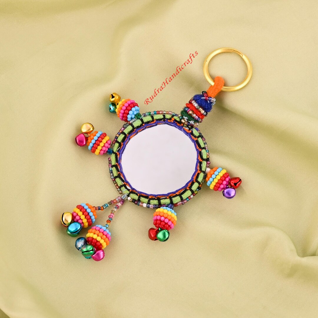 Indian Rajasthani Handmade Keyring, Key Rings With Mirror Tassels ...