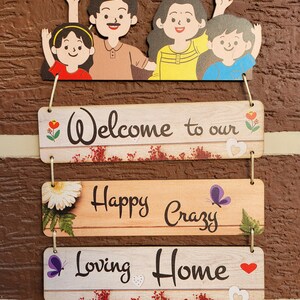 Beautiful Wooden Family Welcome Sign Wall Hanging Board/ Decorative ...