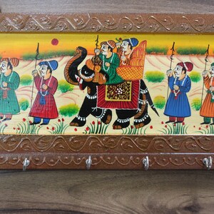 Handmade Rajasthani Wooden Key Holder/ Key Hanger- 6 Keys Holder/ Wall ...