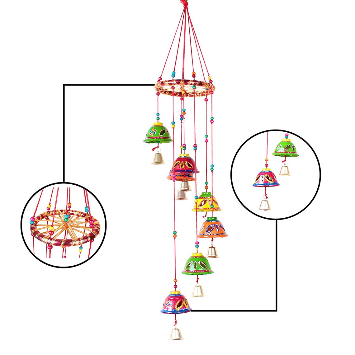 Bulk Lot Handcrafted Round Bells Design Wood Windchime, Handmade Door ...