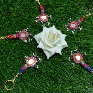 Indian Rajasthani Handmade Keyring, Key Rings With Mirror Tassels ...