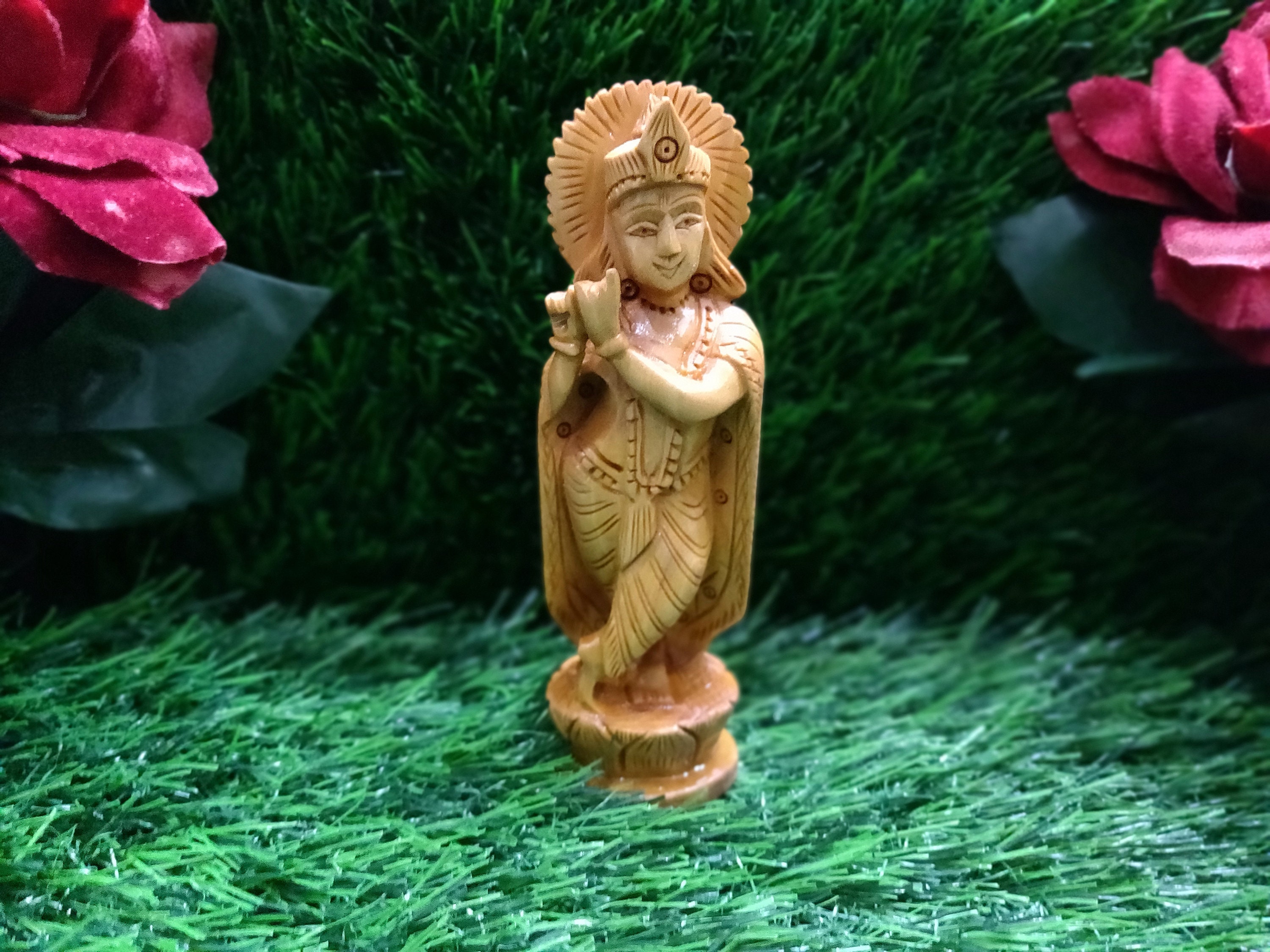 Lord Krishna Wooden Statue Handmade Krishna Figurine - Etsy