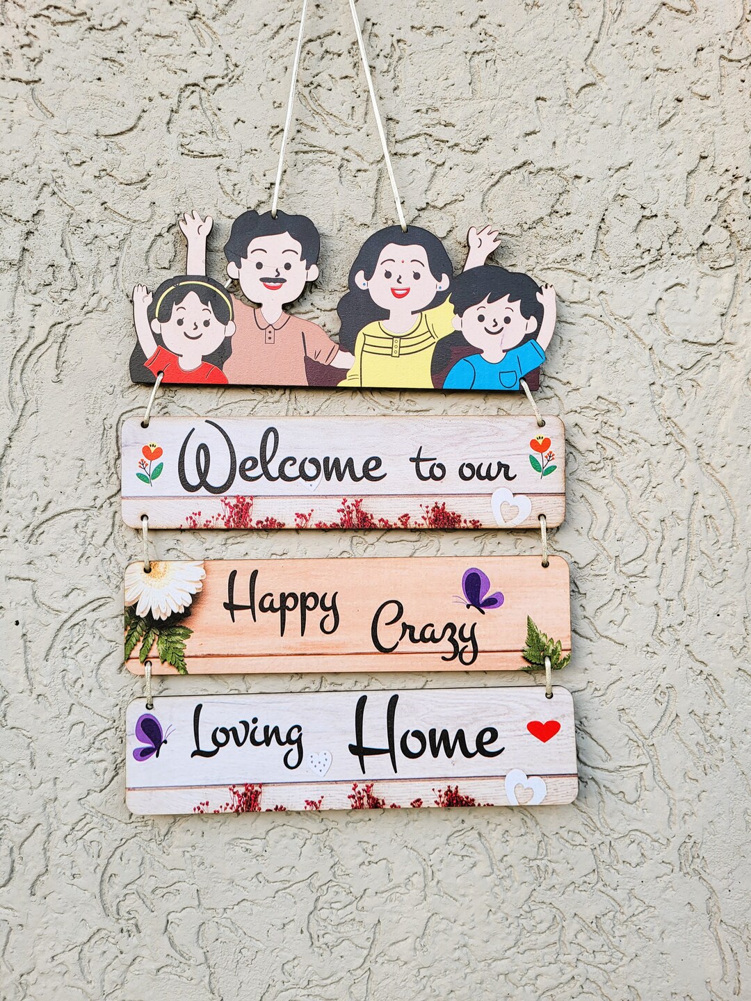 Beautiful Wooden Family Welcome Sign Wall Hanging Board/ Decorative ...