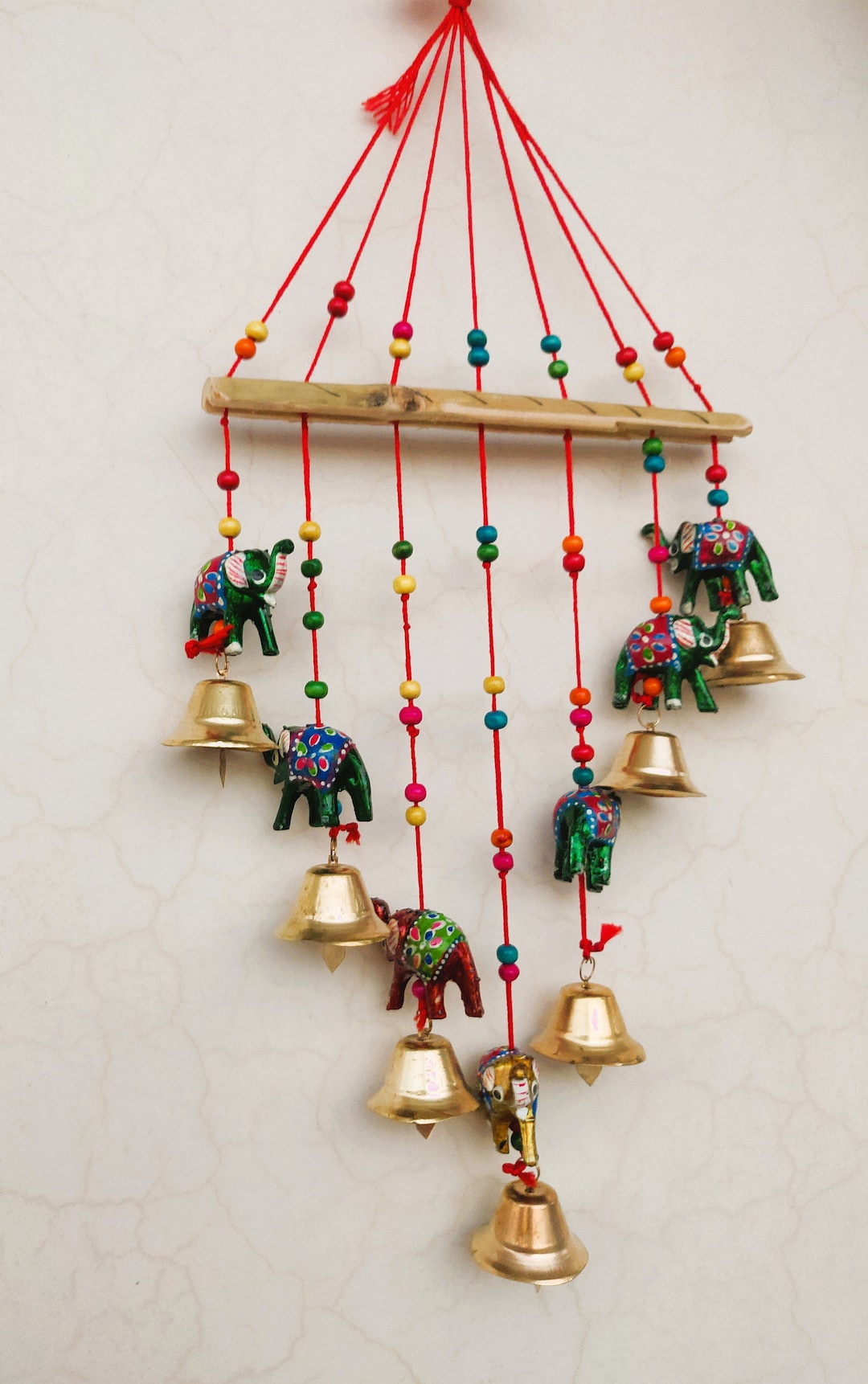 Rajasthani Strings Hanging Decorations Elephant & Bell Door Hanging ...