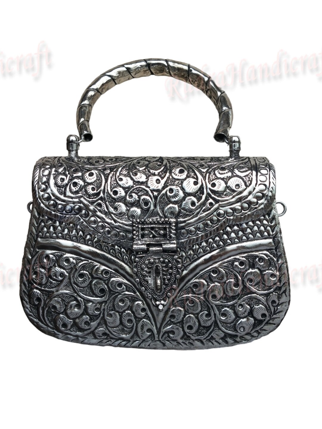 Silver Metal Purse, Hand Clutch / Metal Clutch /indian Silver Metal ...