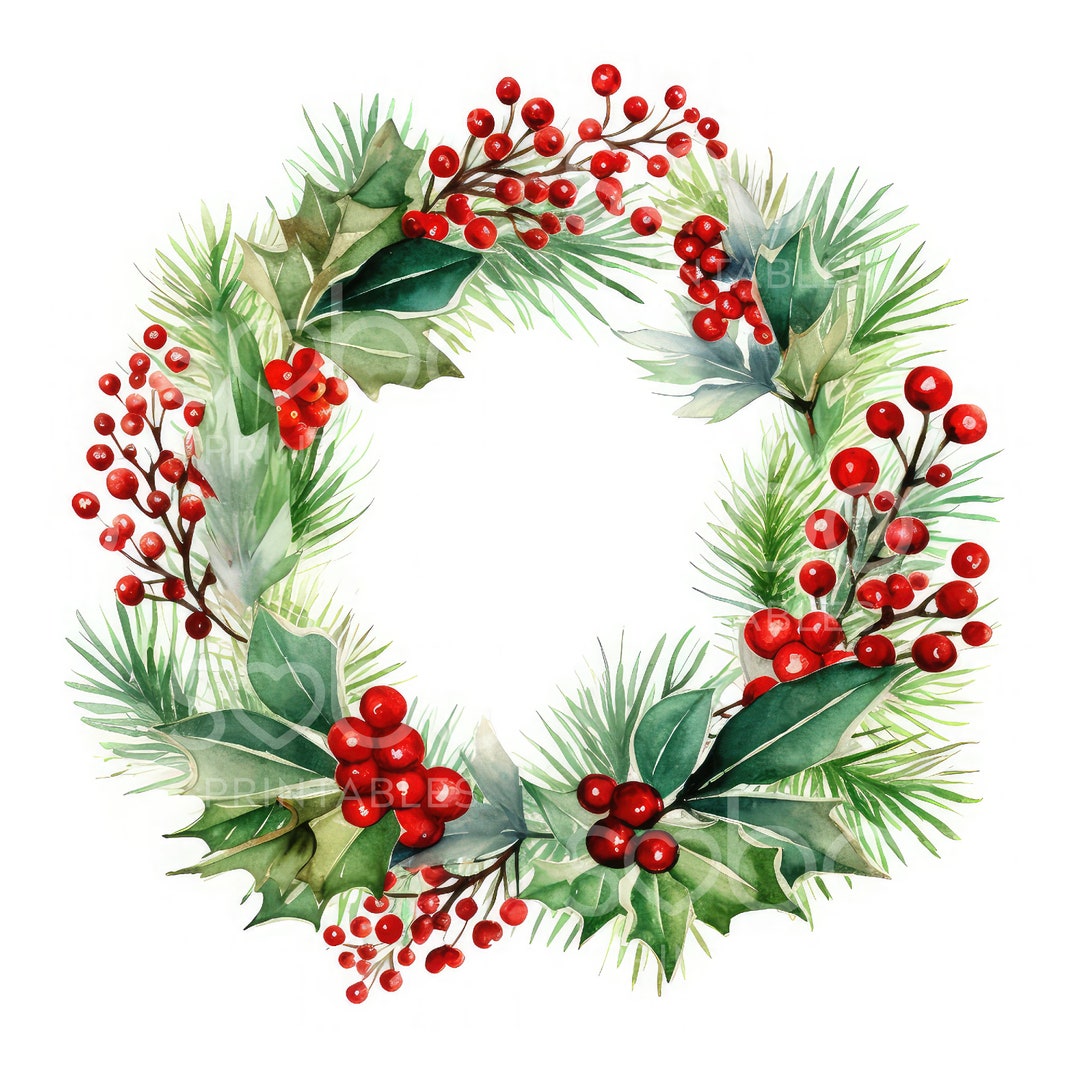 Christmas Wreaths Clipart - 10 High Quality Jpgs, Digital Download ...