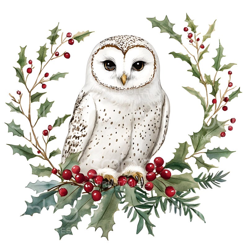 16 Winter Snow Owl Clipart, Winter Owl, Cute Owl, Barn Christmas Card ...