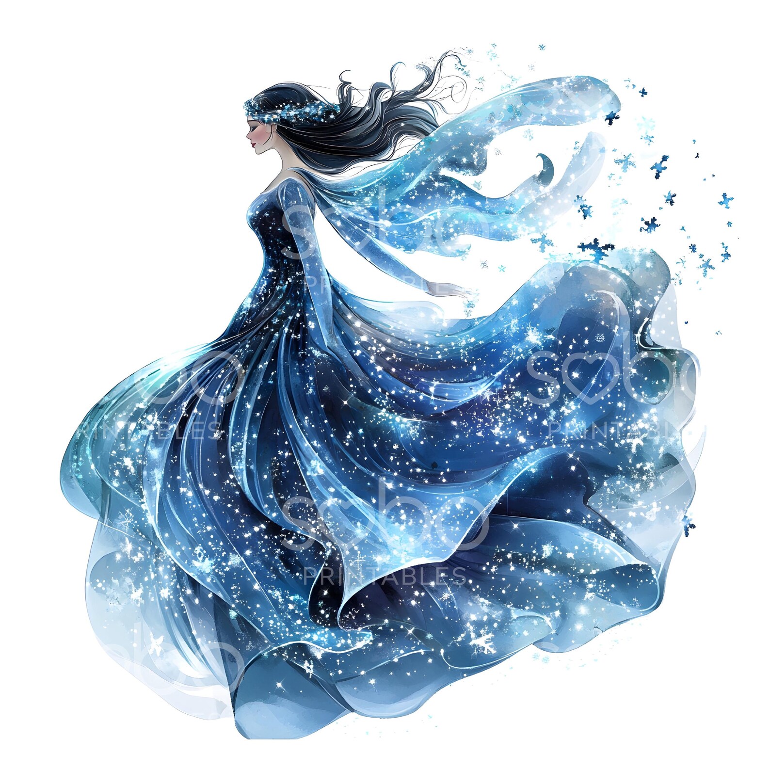30 Celestial Fairy Clipart, Blue Fairies, Magic Galaxy Fairy, Enchanted ...