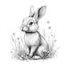 27 Black Ink Bunny Clipart, Line Art Clipart, Easter Card, Rabbit ...