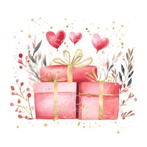 22 Valentine's Day Wrapped Gifts Clipart, Wrapped Presents, Valentine ...