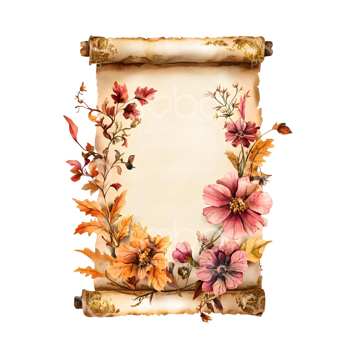 28 Autumn Scroll Clipart, Fall Medieval Scroll, Fall Autumn Vintage ...