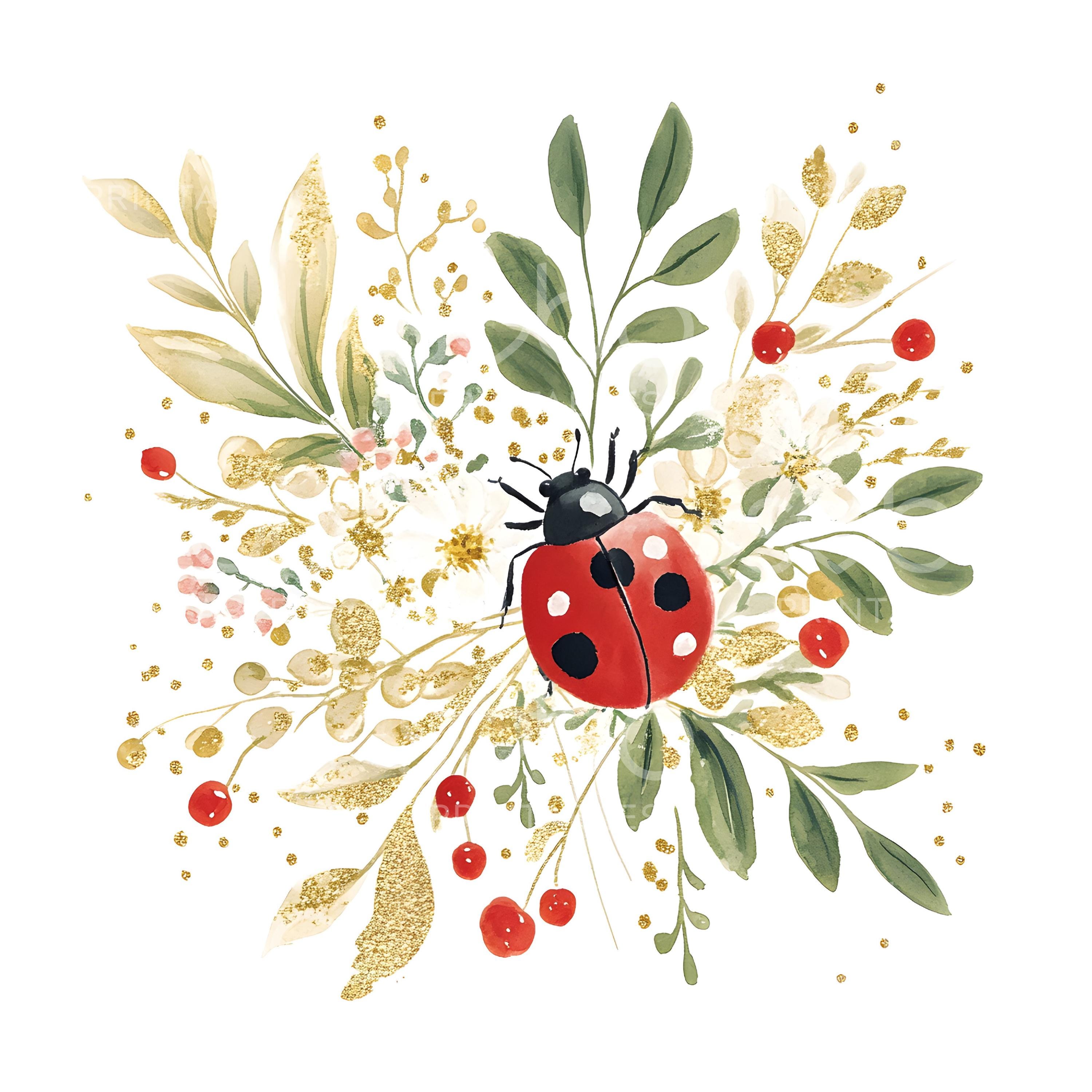 22 Floral Lady Bug Clipart, Cute Lady Bug, Spring Art, High Quality ...