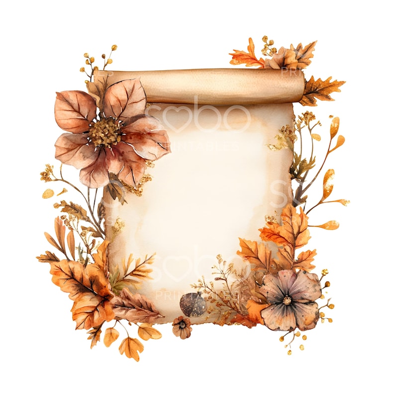 28 Autumn Scroll Clipart, Fall Medieval Scroll, Fall Autumn Vintage ...