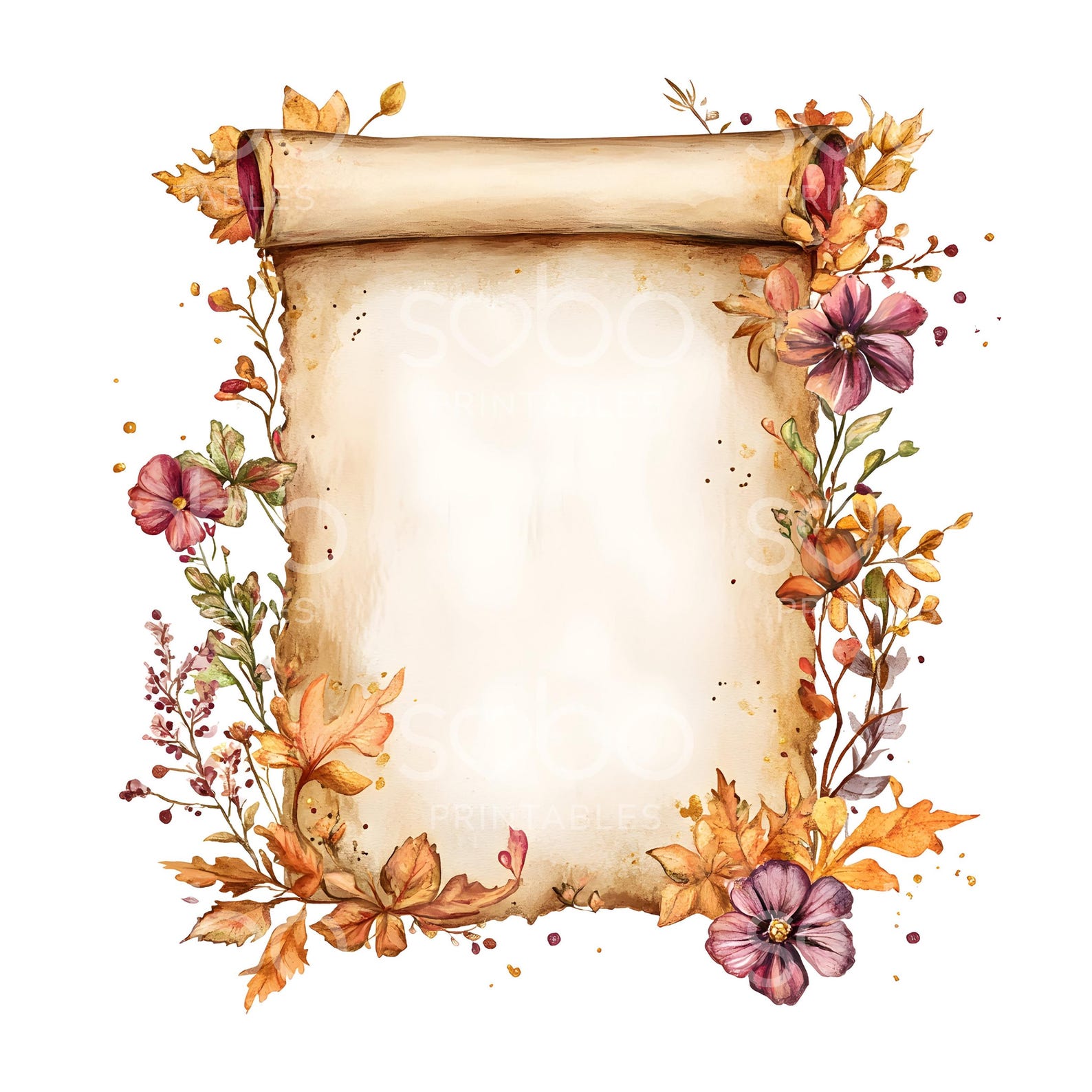 28 Autumn Scroll Clipart, Fall Medieval Scroll, Fall Autumn Vintage ...