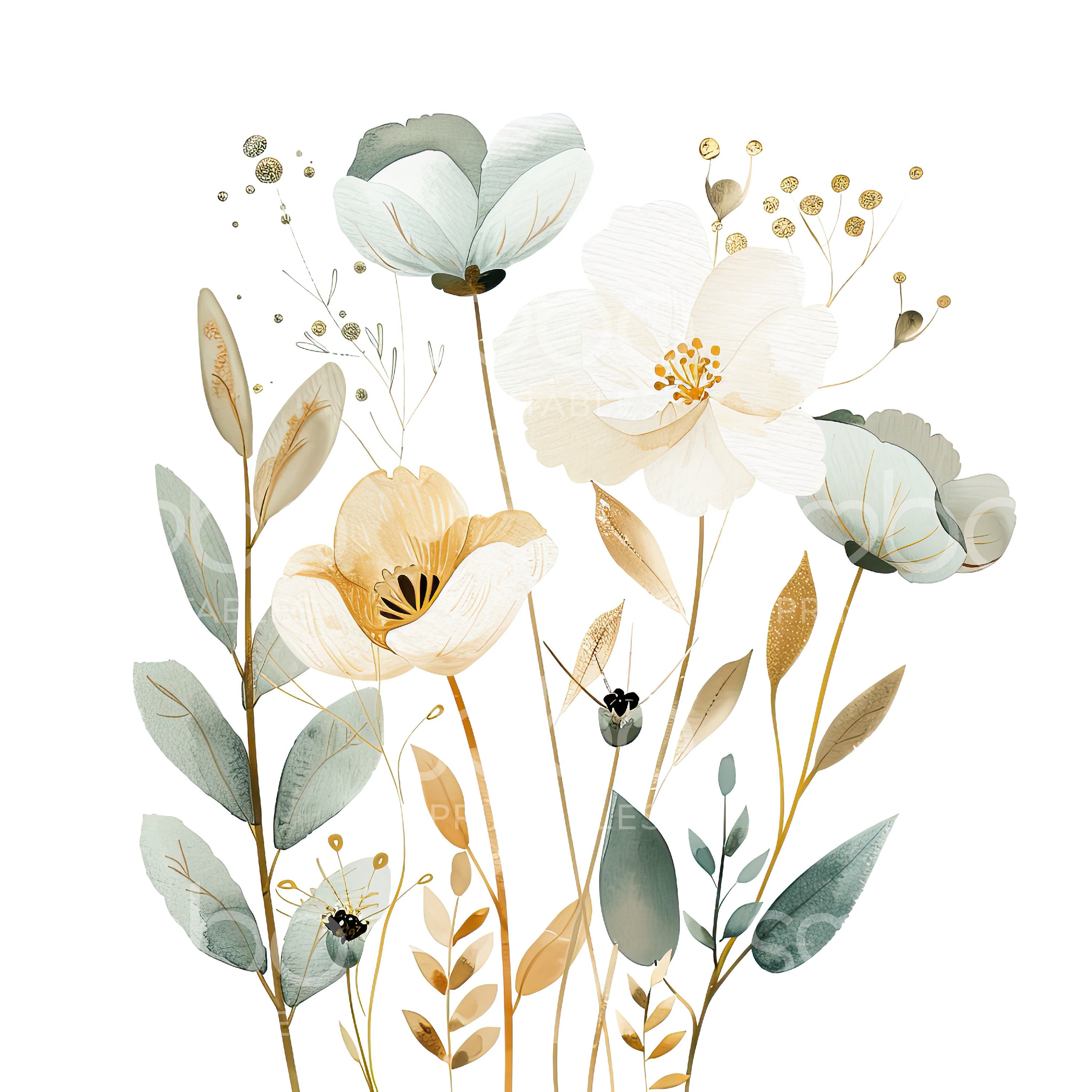 Abstract Boho Flowers Clipart 24 High Quality Jpgs Neutral Colours ...