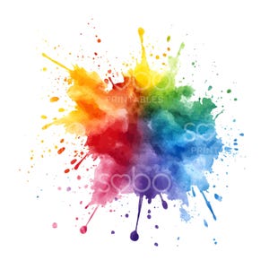 23 Rainbow Splash Clipart, Paint Splatter, High Quality Jpgs ...