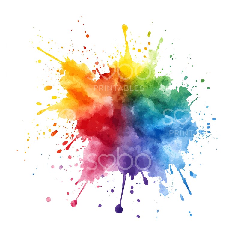23 Rainbow Splash Clipart, Paint Splatter, High Quality Jpgs ...