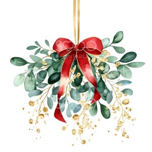 16 Mistletoe Clipart, Christmas Clipart, Festive Holiday, Printable ...