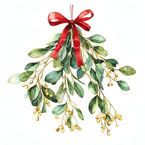 16 Mistletoe Clipart, Christmas Clipart, Festive Holiday, Printable ...