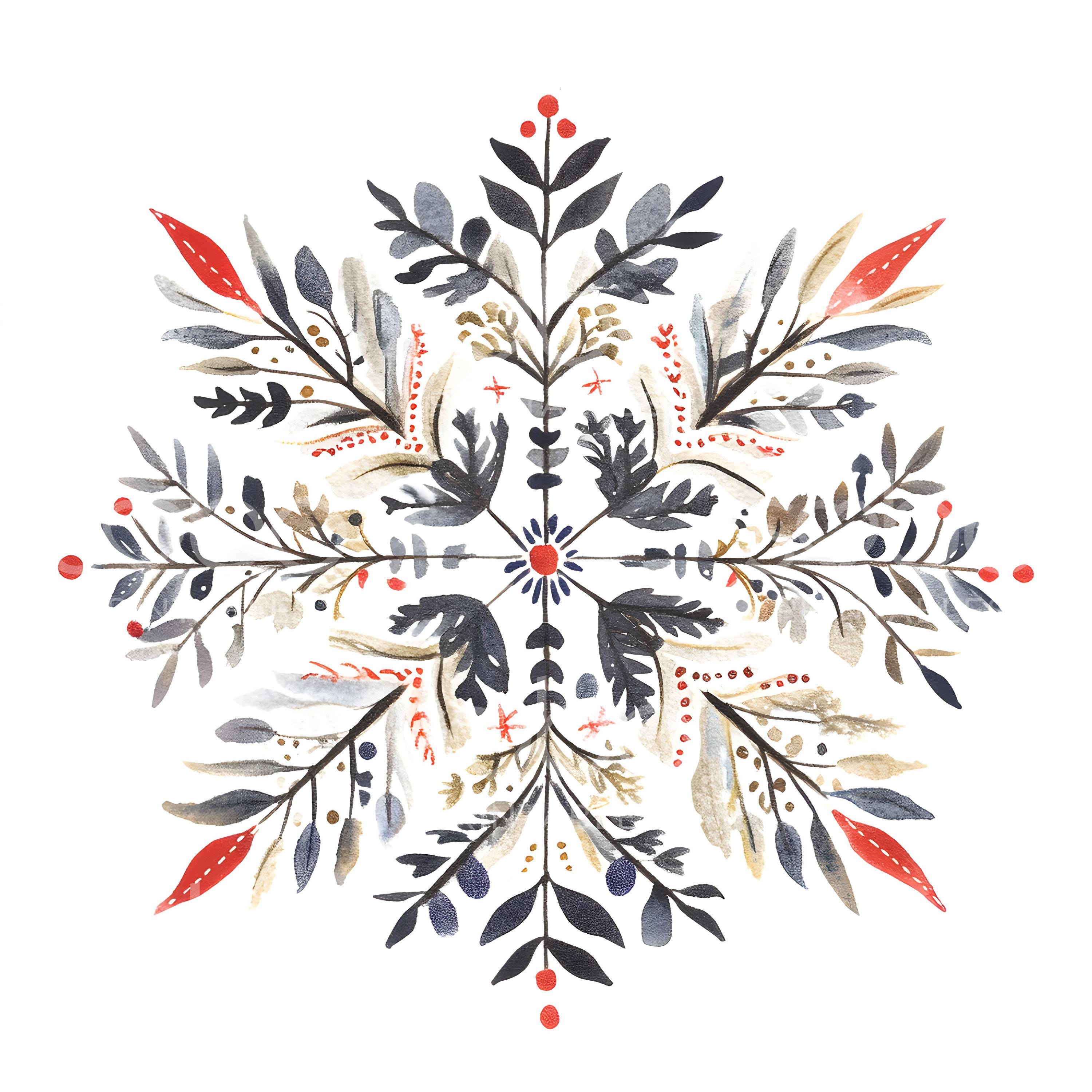 18 Scandinavian Folk Art Snowflake Clipart, Cute Christmas, Printable ...