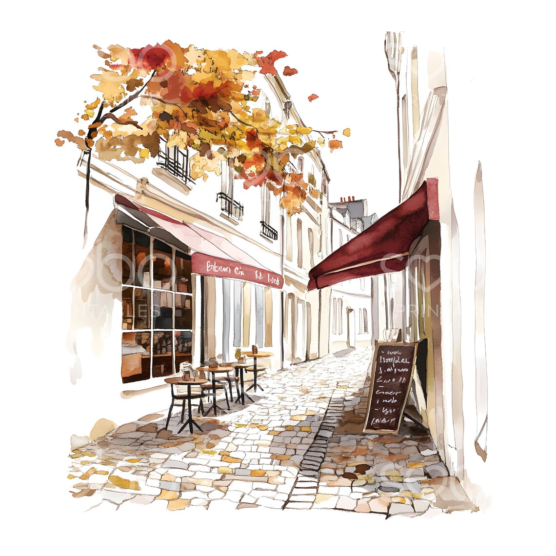 19 Autumn Stone Street Clipart, Autumn Street, Autumn Wall Art ...